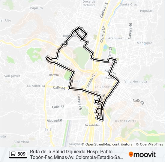 Ruta 309: horarios, paradas y mapas - Carrera 75, 80b2-80b34‎→Carrera ...