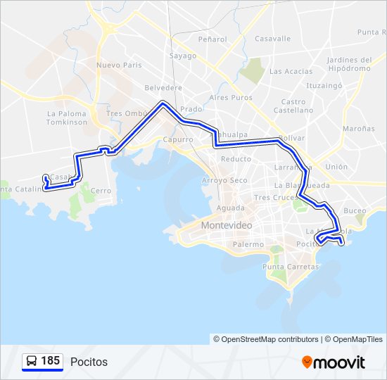 Ruta 185: horarios, paradas y mapas - Pocitos (Actualizado)