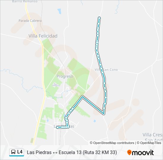 Ruta L4: horarios, paradas y mapas - Las Piedras → Esc 13 Variante ...