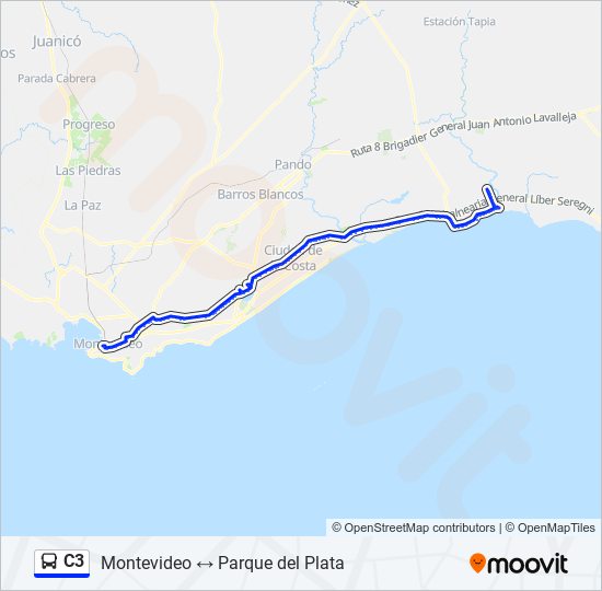 Ruta c3: horarios, paradas y mapas - Montevideo→Parque Del Plata (Por ...