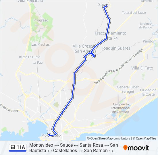 Ruta 11a: horarios, paradas y mapas - Montevideo→Sauce (Por Hugo Méndez ...