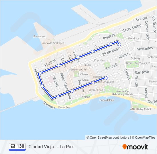 Ruta 130: horarios, paradas y mapas - Plaza Independencia (Actualizado)
