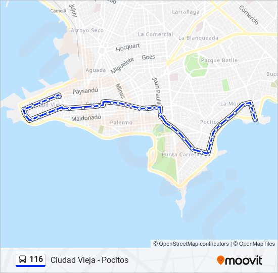 Ruta 116: horarios, paradas y mapas - Pocitos (Actualizado)