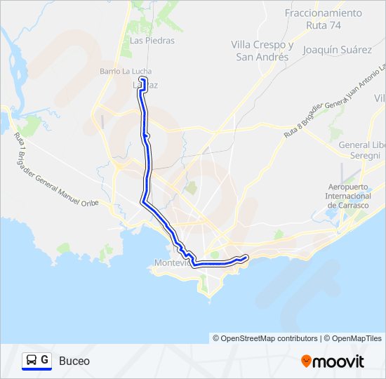 Ruta g: horarios, paradas y mapas - Buceo (Actualizado)