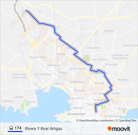 Ruta 174: horarios, paradas y mapas - Rivera Y Bvar Artigas (Actualizado)