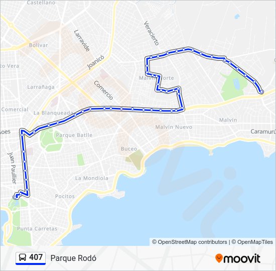 Ruta 407: horarios, paradas y mapas - Parque Rodó (Actualizado)