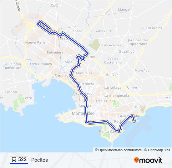 Ruta 522: horarios, paradas y mapas - Pocitos (Actualizado)