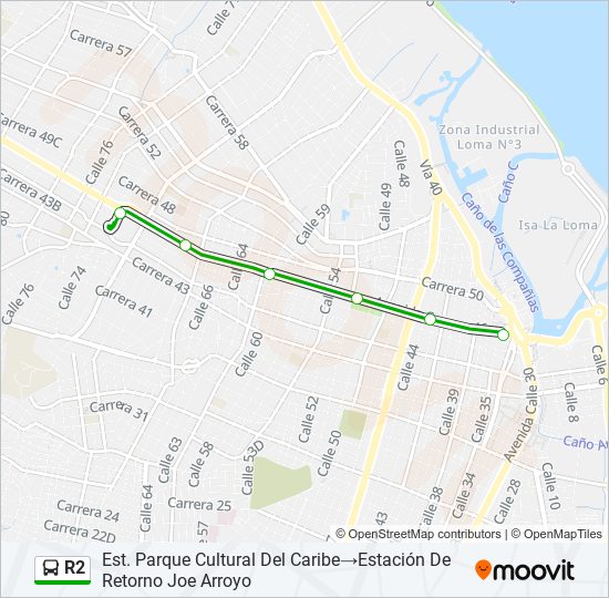 r2 Route: Schedules, Stops & Maps - Est. Parque Cultural Del Caribe‎→ ...