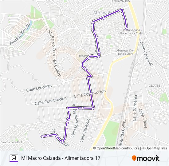 Ruta a17: horarios, paradas y mapas - Mi Macro Calzada - Esculturas ...