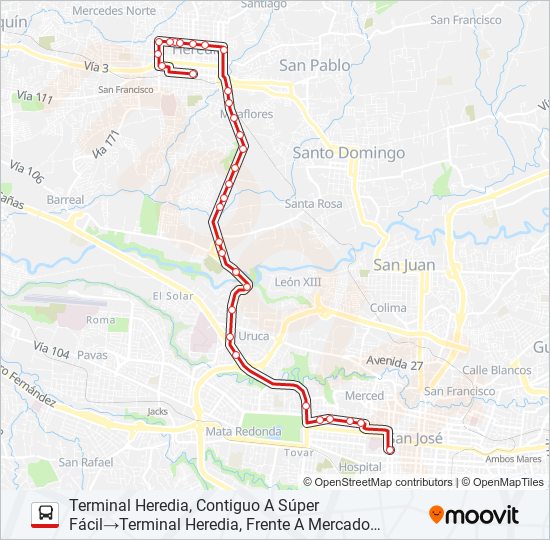 Ruta heredia san josé por pista: horarios, paradas y mapas - Terminal ...