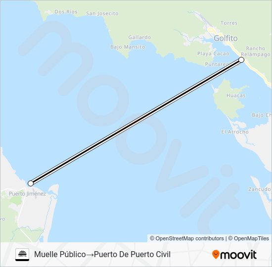 Ruta GOLFITO PUERTO JIMÉNEZ: horarios, paradas y mapas - Muelle Público ...