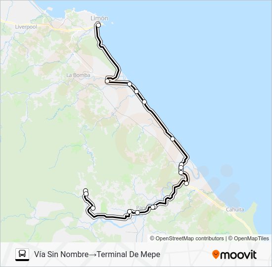 Ruta LIMÓN VALLE LA ESTRELLA: horarios, paradas y mapas - Vía Sin ...