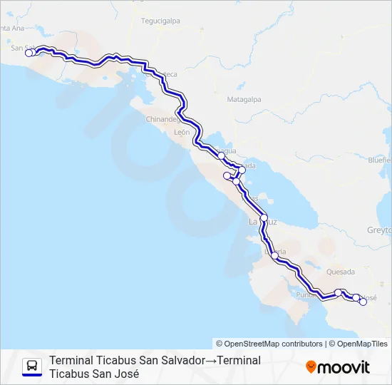 Ruta SAN JOSÉ SAN SALVADOR EL SALVADOR: horarios, paradas y mapas ...