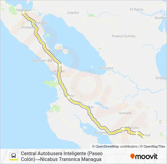 Ruta SAN JOSÉ MANAGUA NICARAGUA: horarios, paradas y mapas - Central ...