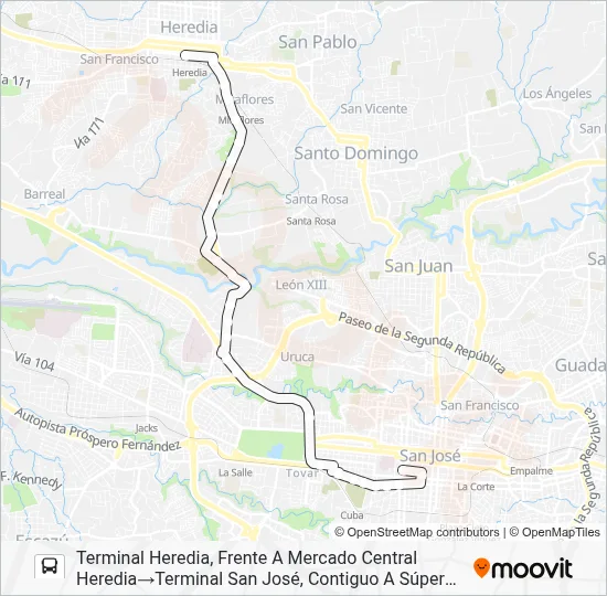 Ruta SAN JOSÉ HEREDIA POR PISTA: horarios, paradas y mapas - Terminal ...