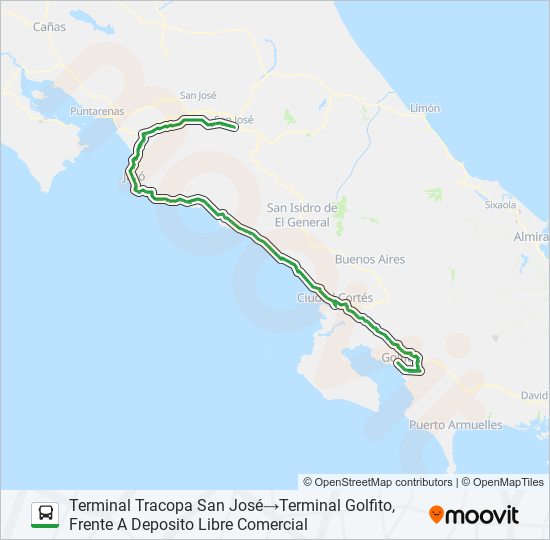 Ruta san josé golfito: horarios, paradas y mapas - Terminal Tracopa San ...