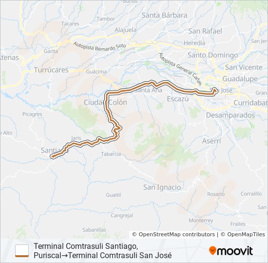 Ruta san josé santiago puriscal: horarios, paradas y mapas - Terminal ...