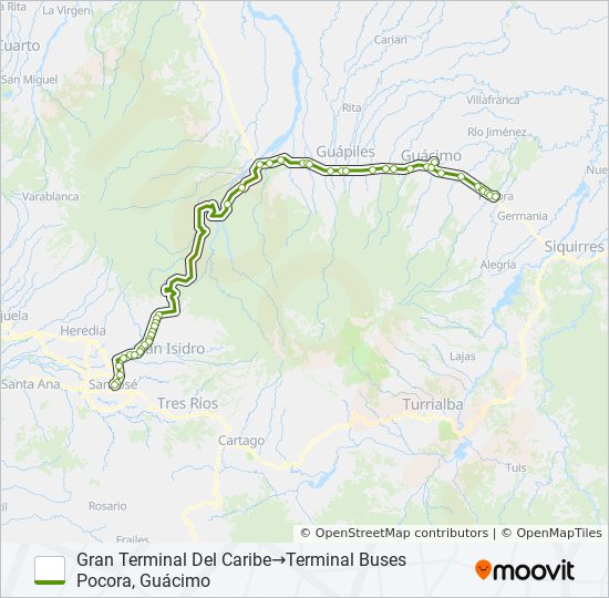 Ruta san josé guácimo pocora: horarios, paradas y mapas - Gran Terminal ...