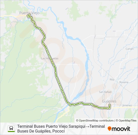 Ruta GUÁPILES PUERTO VIEJO SARAPIQUÍ: horarios, paradas y mapas ...