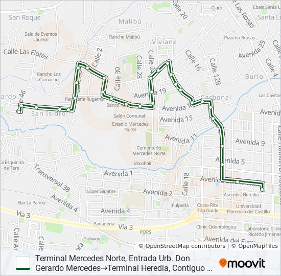 Ruta heredia mercedes norte: horarios, paradas y mapas - Terminal ...