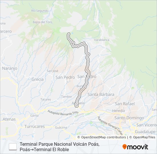 Ruta alajuela volcán poás: horarios, paradas y mapas - Terminal Parque ...