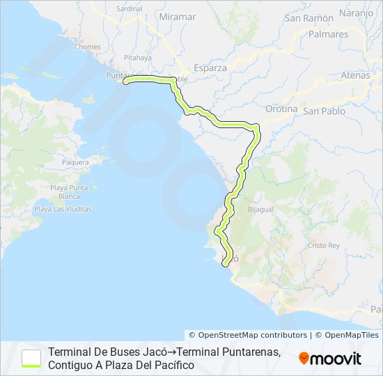 Ruta puntarenas jacó: horarios, paradas y mapas - Terminal De Buses ...