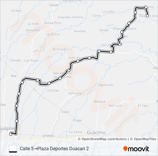Ruta guapiles duacari ii: horarios, paradas y mapas - Calle 5‎→Plaza ...