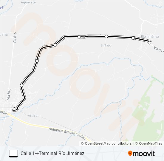 Ruta guacimo rio jimenez: horarios, paradas y mapas - Calle 1‎→Terminal ...
