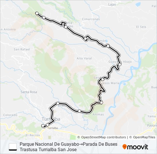 Ruta turrialba parque nacional de guayabo: horarios, paradas y mapas ...