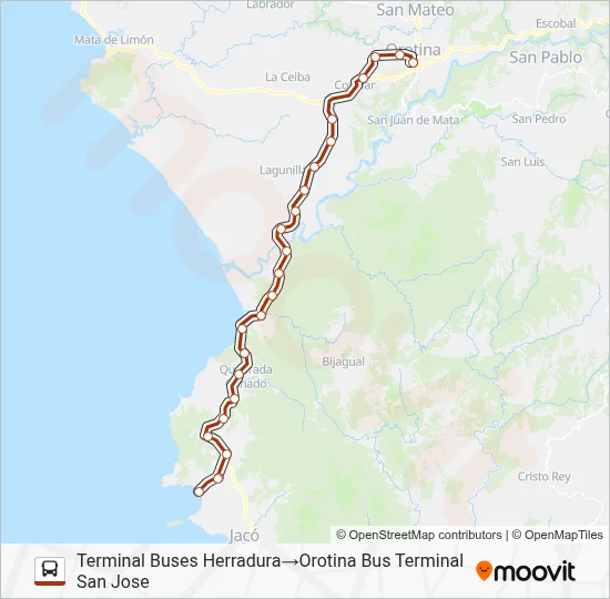 Ruta OROTINA TÁRCOLES JACO VICEVERSA NO ENTRA A QUEBRADA GANADO ...