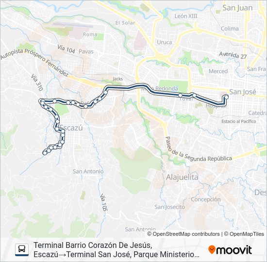 san josé escazú barrio corazón de jesús carrizal Route: Schedules ...