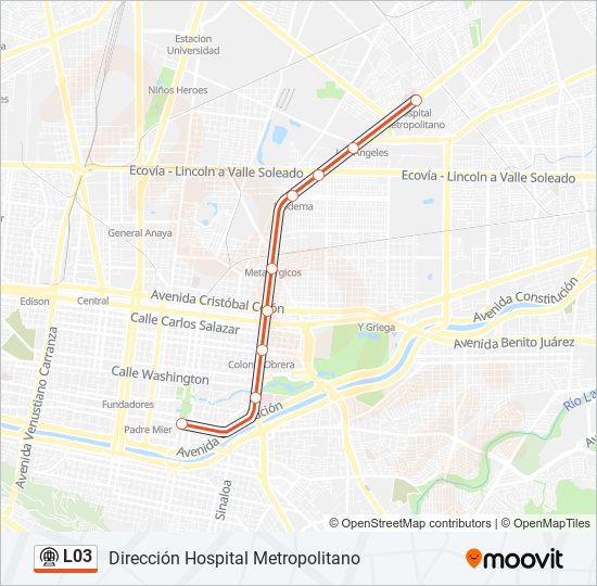 Ruta l03: horarios, paradas y mapas - Dirección Hospital Metropolitano ...