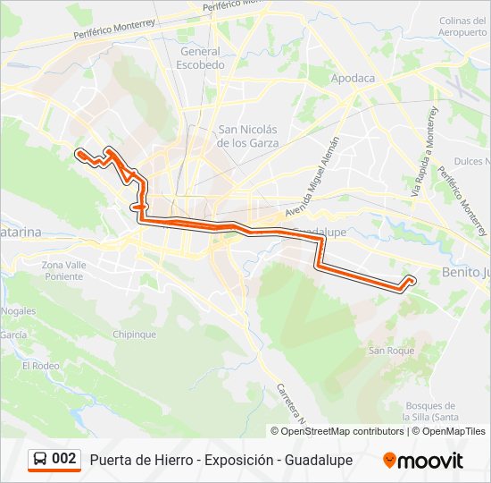 Ruta 002: horarios, paradas y mapas - Puerta de Hierro - Exposición - Guadalupe (Actualizado)