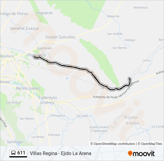 Ruta 611: horarios, paradas y mapas - Villas Regina - Ejido La Arena ...