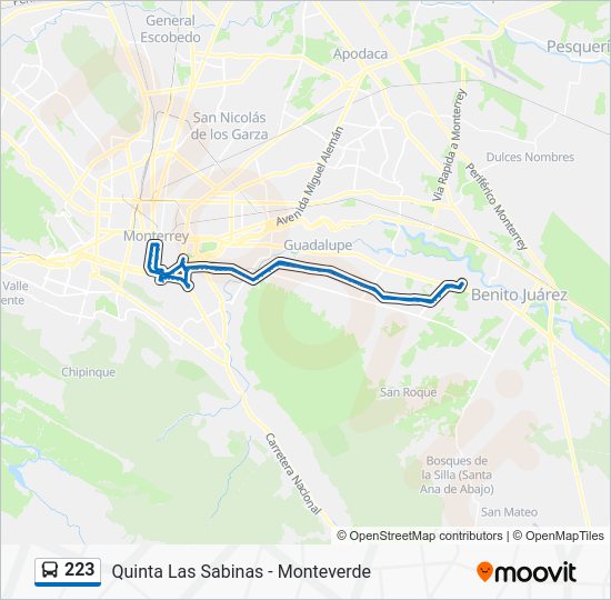 Ruta 223: horarios, paradas y mapas - Quinta Las Sabinas - Eloy Cavazos ...