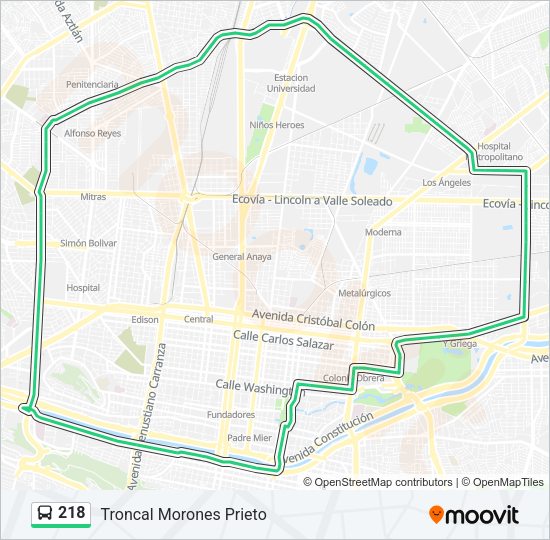 Ruta 218: horarios, paradas y mapas - Troncal Morones Prieto (Actualizado)
