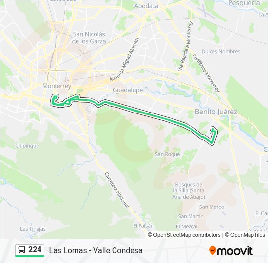 224 Route: Schedules, Stops & Maps - Las Lomas - Valle Condesa (Updated)
