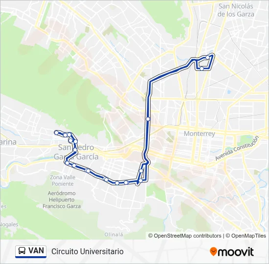 Ruta VAN: horarios, paradas y mapas - Circuito Universitario (Actualizado)