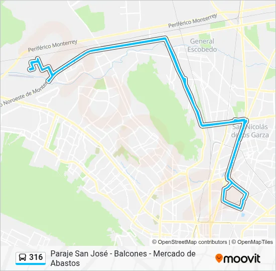 316 Route: Schedules, Stops & Maps - Paraje San José - Balcones ...