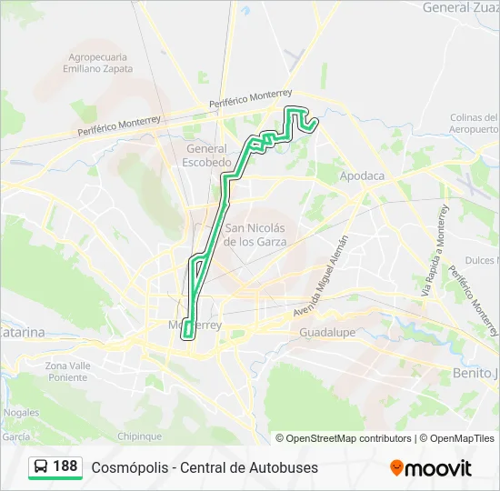 188 Route: Schedules, Stops & Maps - Cosmópolis - Central de Autobuses ...