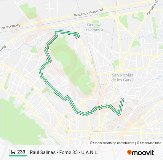 233 Route: Schedules, Stops & Maps - Raúl Salinas - Fome 35 - U.A.N.L ...