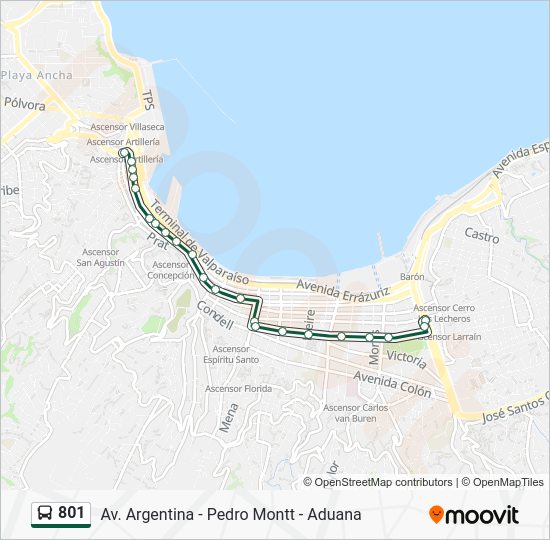 Ruta 801: horarios, paradas y mapas - Pedro Montt - Aduana (Actualizado)