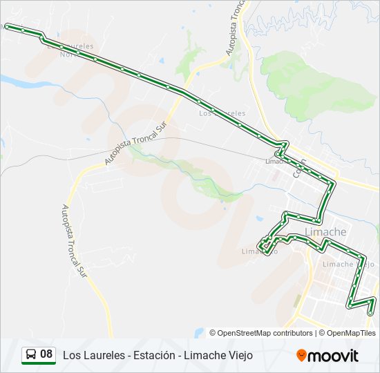 Ruta 08: horarios, paradas y mapas - Los Laureles - Estación - Limache ...