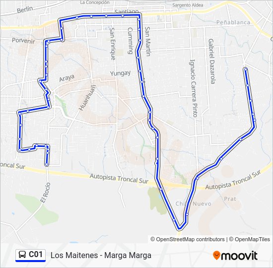 Ruta C01: horarios, paradas y mapas - Los Maitenes - Marga Marga ...