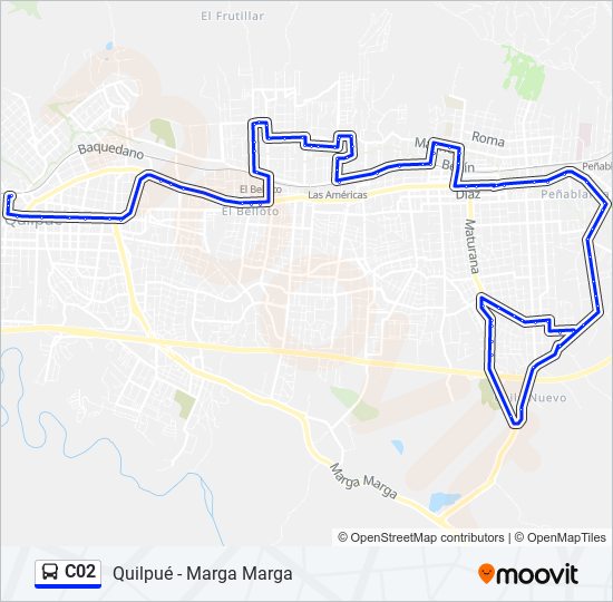 Ruta c02: horarios, paradas y mapas - Quilpué - Marga Marga (Actualizado)