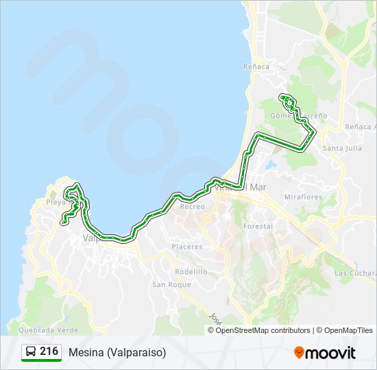 216 Route: Schedules, Stops & Maps - Mesina (Valparaiso) (Updated)