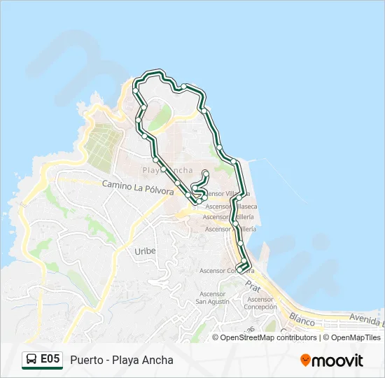 Ruta E05: horarios, paradas y mapas - Puerto - Playa Ancha (Actualizado)