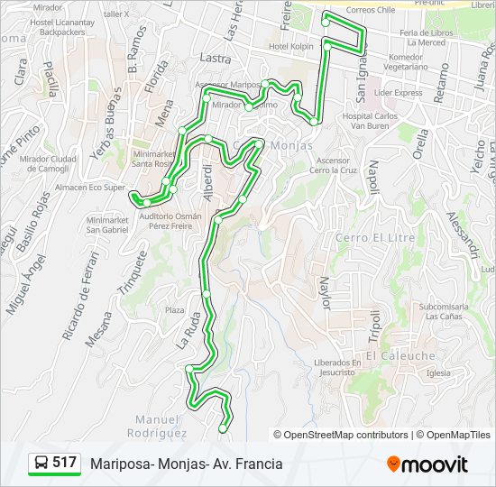 Ruta 517: horarios, paradas y mapas - Mariposa- Monjas- Av. Francia ...