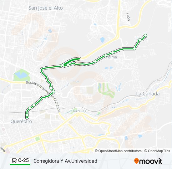 Ruta c25: horarios, paradas y mapas - Corregidora Y Av.Universidad ...