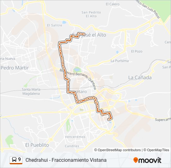 Ruta 9: horarios, paradas y mapas - Fraccionamiento Vistana (Actualizado)